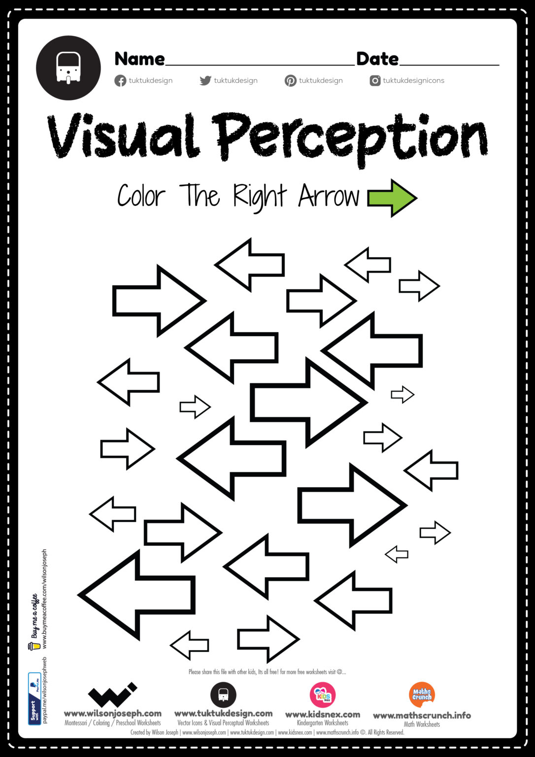 Visual Perceptual Skills Arrow Recognition Activity Free PDF